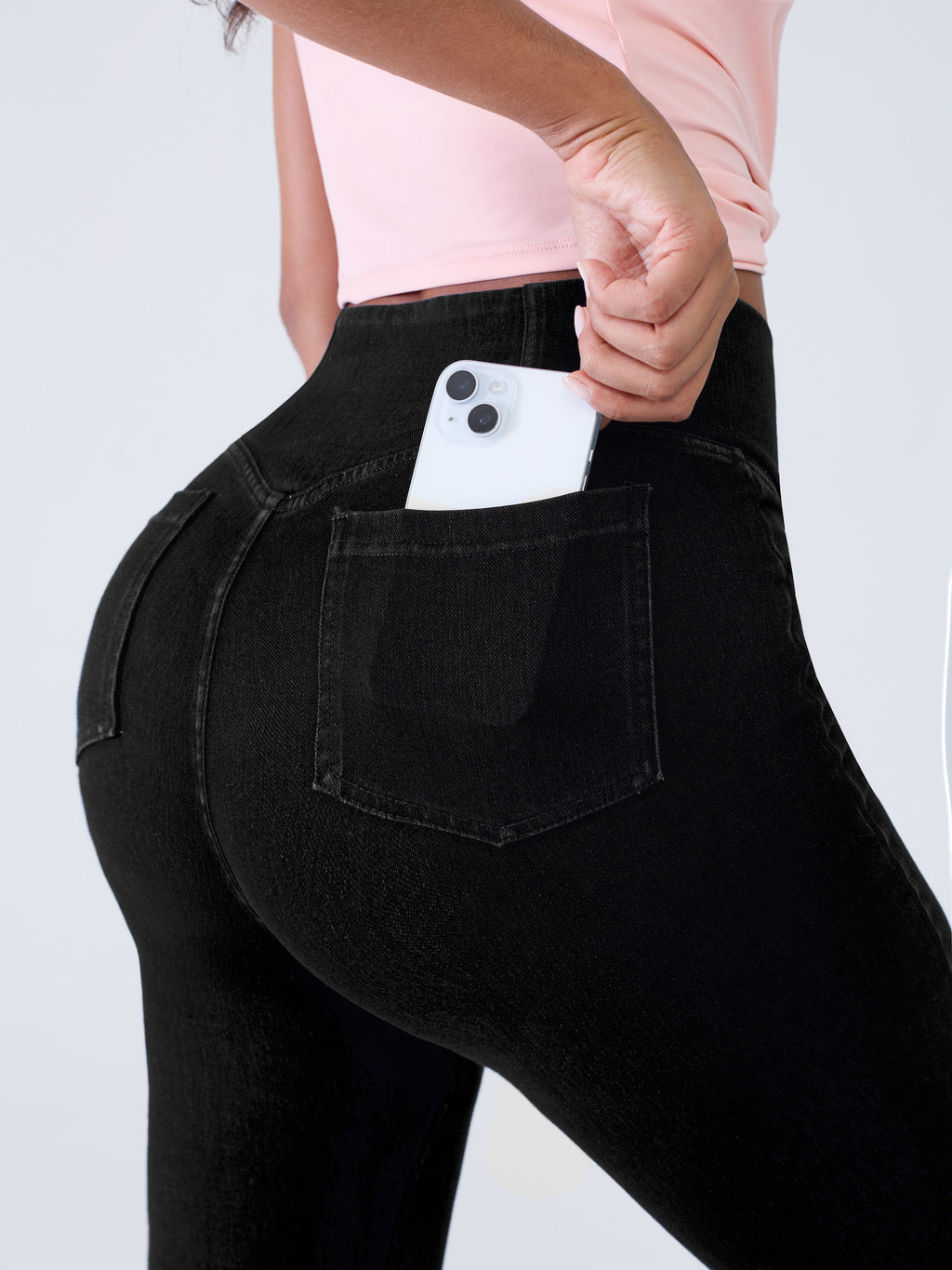 Crossover Denim Side Pockets Flare Leggings Regular – Warrea